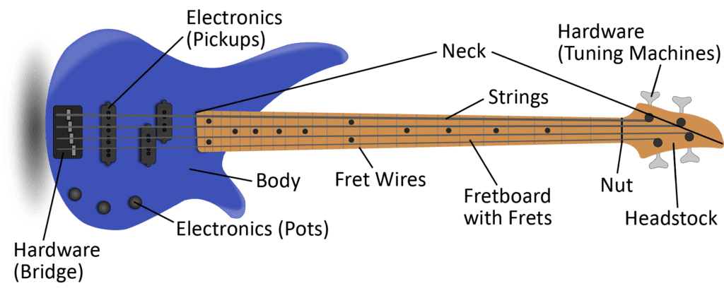 Parts Of A Bass Guitar (With Labeled Photo Of Bass Anatomy)